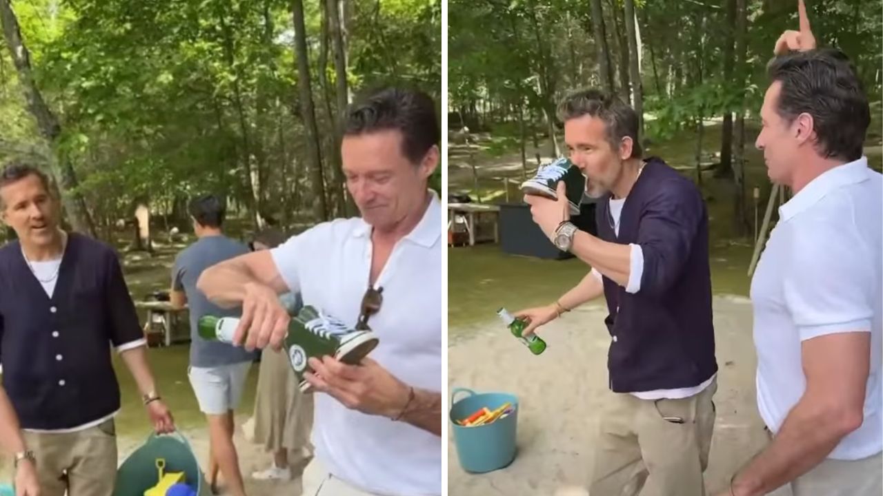 “Throw down that shoey!”: Hugh Jackman and Ryan Reynolds delight fans ...